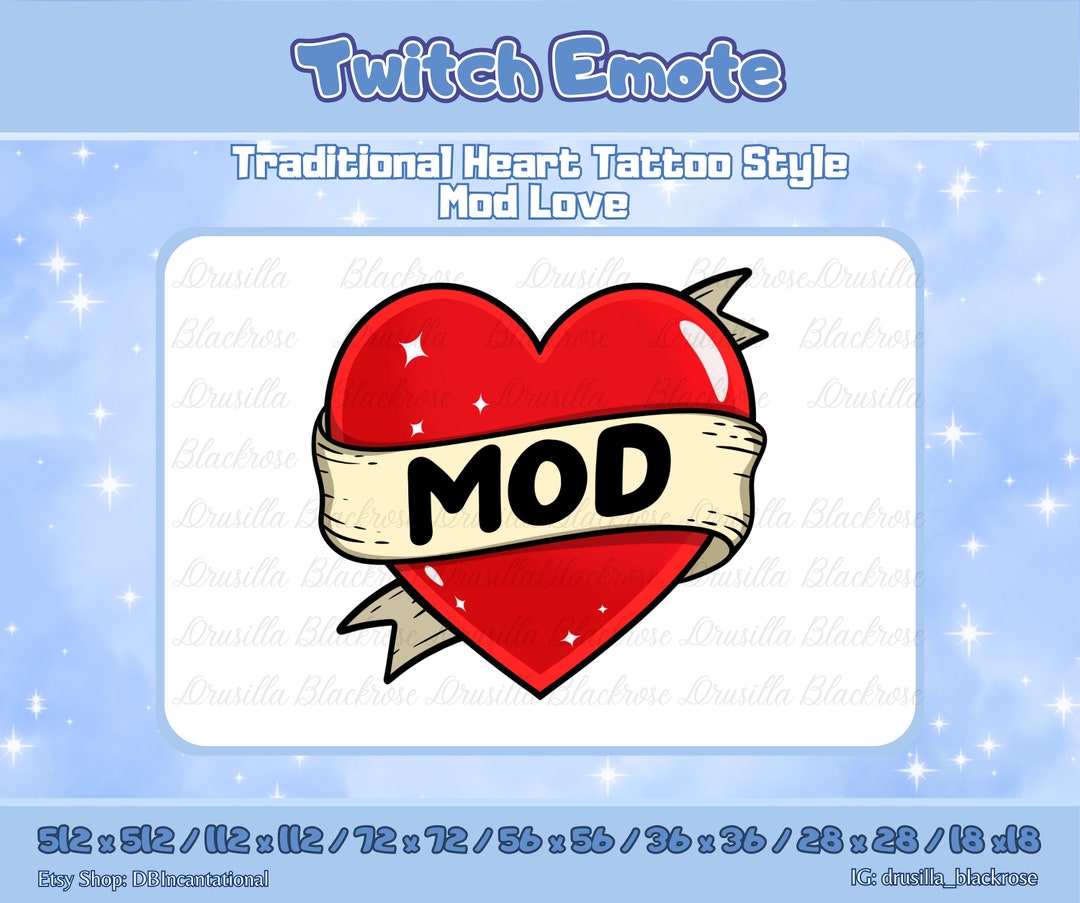 Twitch MOD Appreciation Emote, Red Heart MOD Love, Traditional Tattoo ...