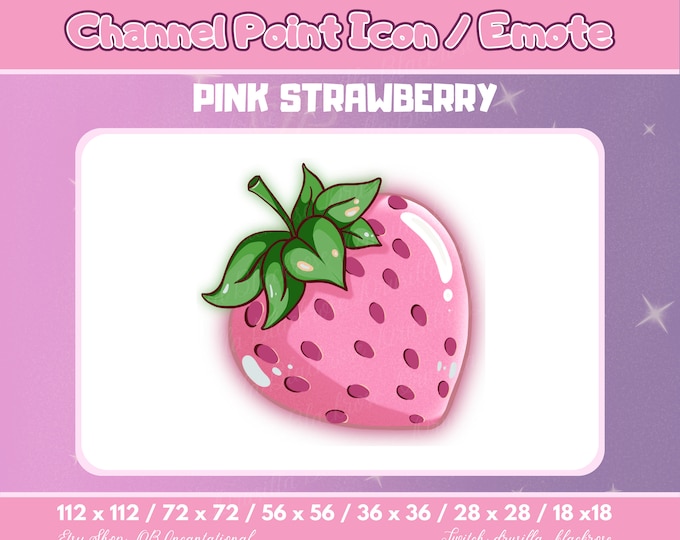 READY TO USE Pink Strawberry Twitch Channel Points Icon, Fruit Emote ...