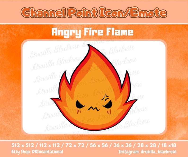 Angry Fire Flame - Twitch & Discord Emote | Channel Points Icon | Badge ...