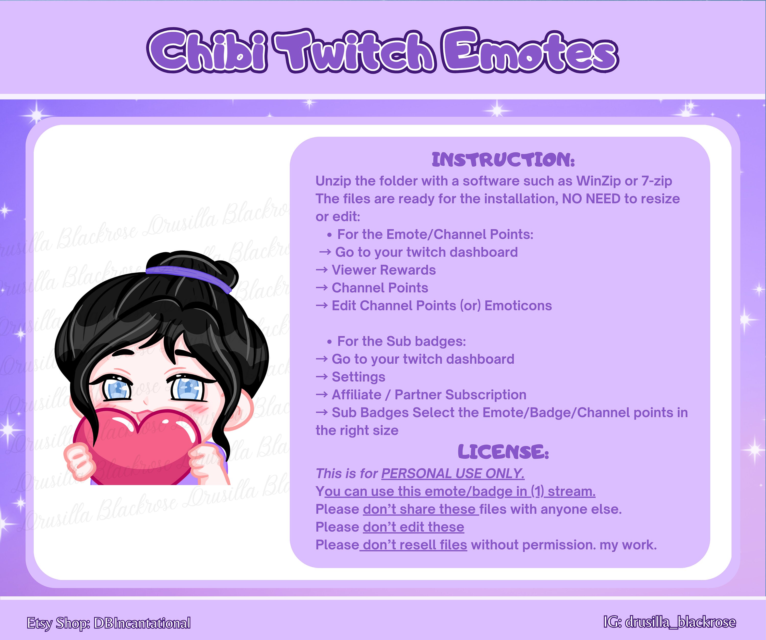 Cute Chibi Girl Emote With Bun Hairstyle, Black Hair Blue Eyes, 6 Poses ...