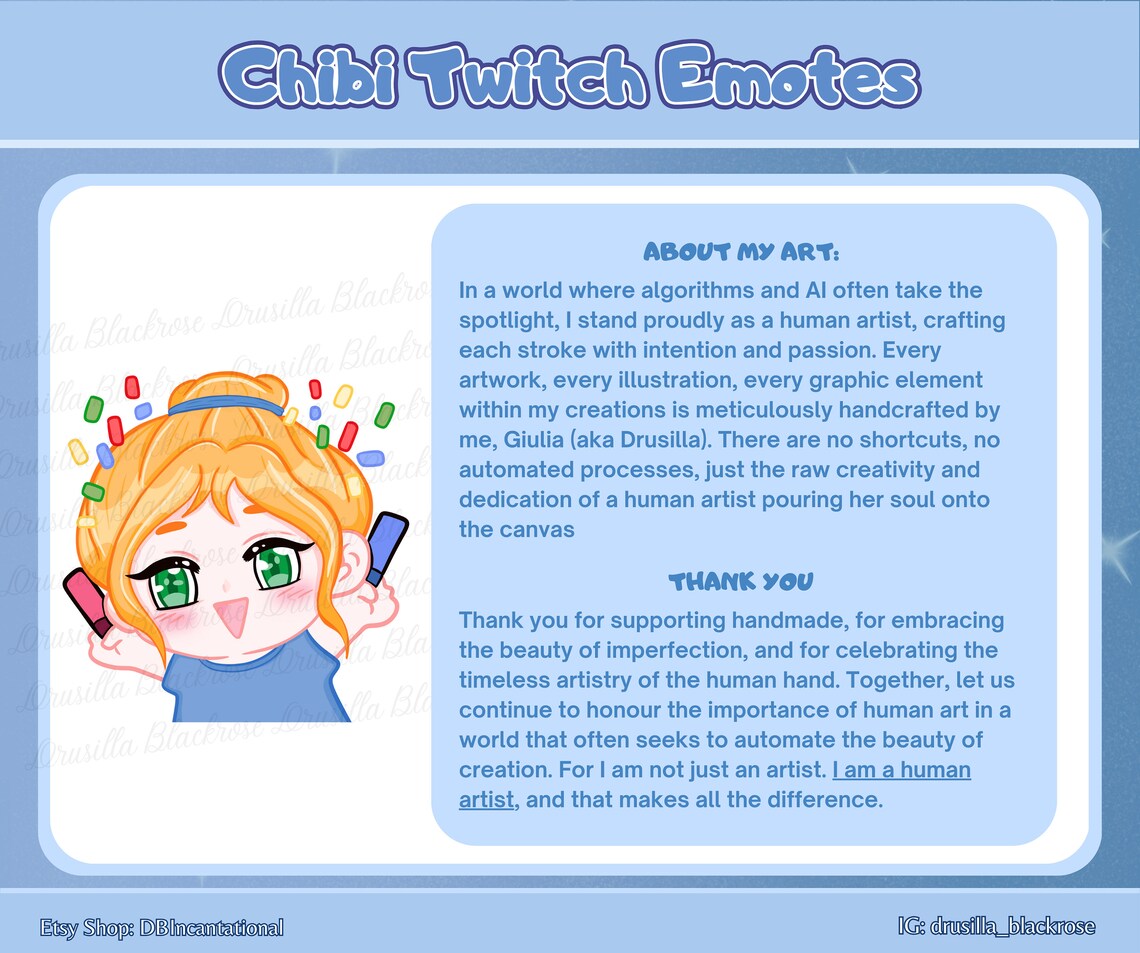 Cute Chibi Girl Emote With Bun Hairstyle, Blonde Hair Green Eyes, 6 ...