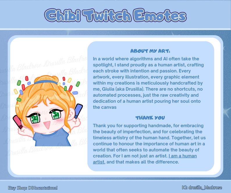 Cute Chibi Girl Emote With Bun Hairstyle, Blonde Hair Green Eyes, 6 ...