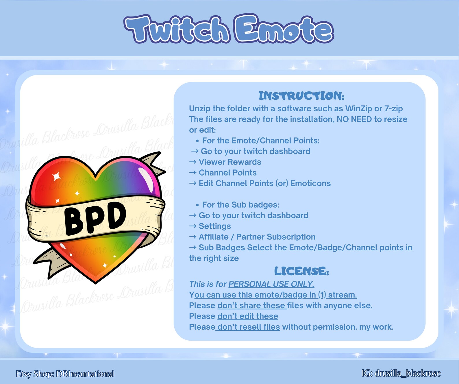 Traditional Rainbow Heart Tattoo Style BPD Awareness Twitch Emote ...