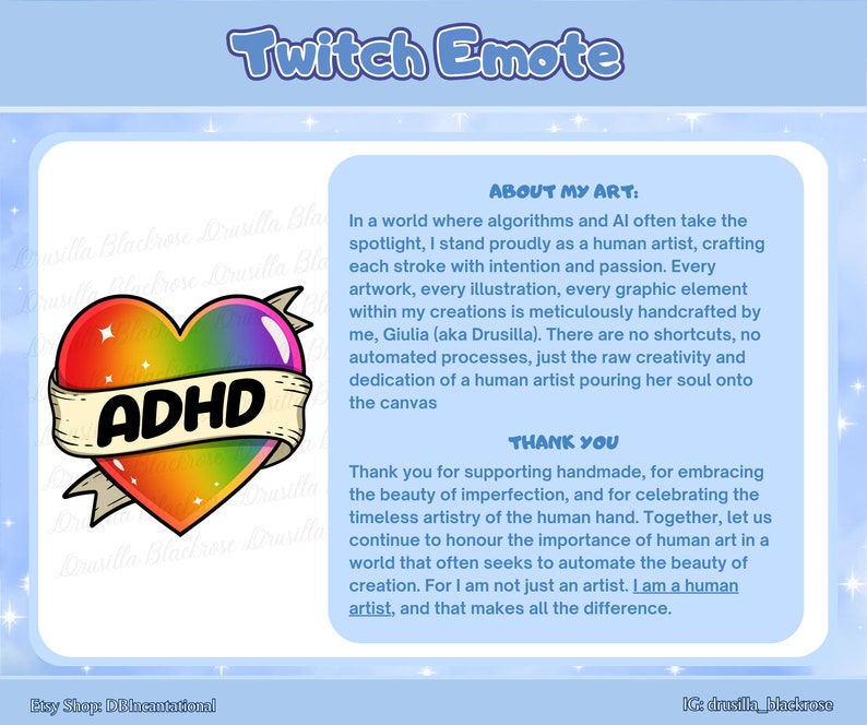 Traditional Rainbow Heart Tattoo Style ADHD Awareness Twitch Emote ...