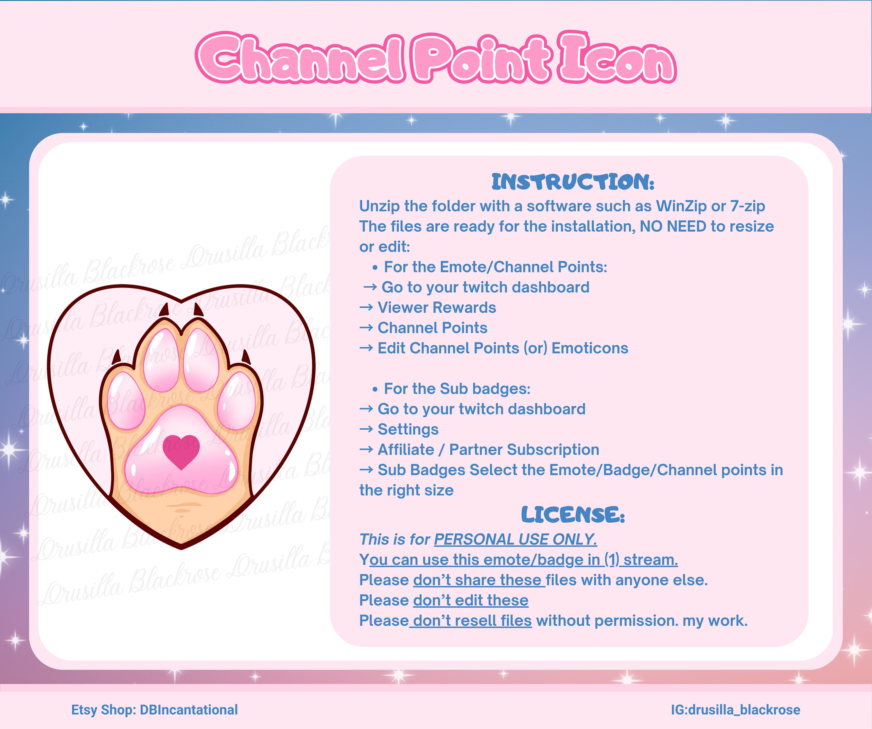 Heart Dog Paw Twitch Icon: Fawn Channel Points Badge (digital Download ...