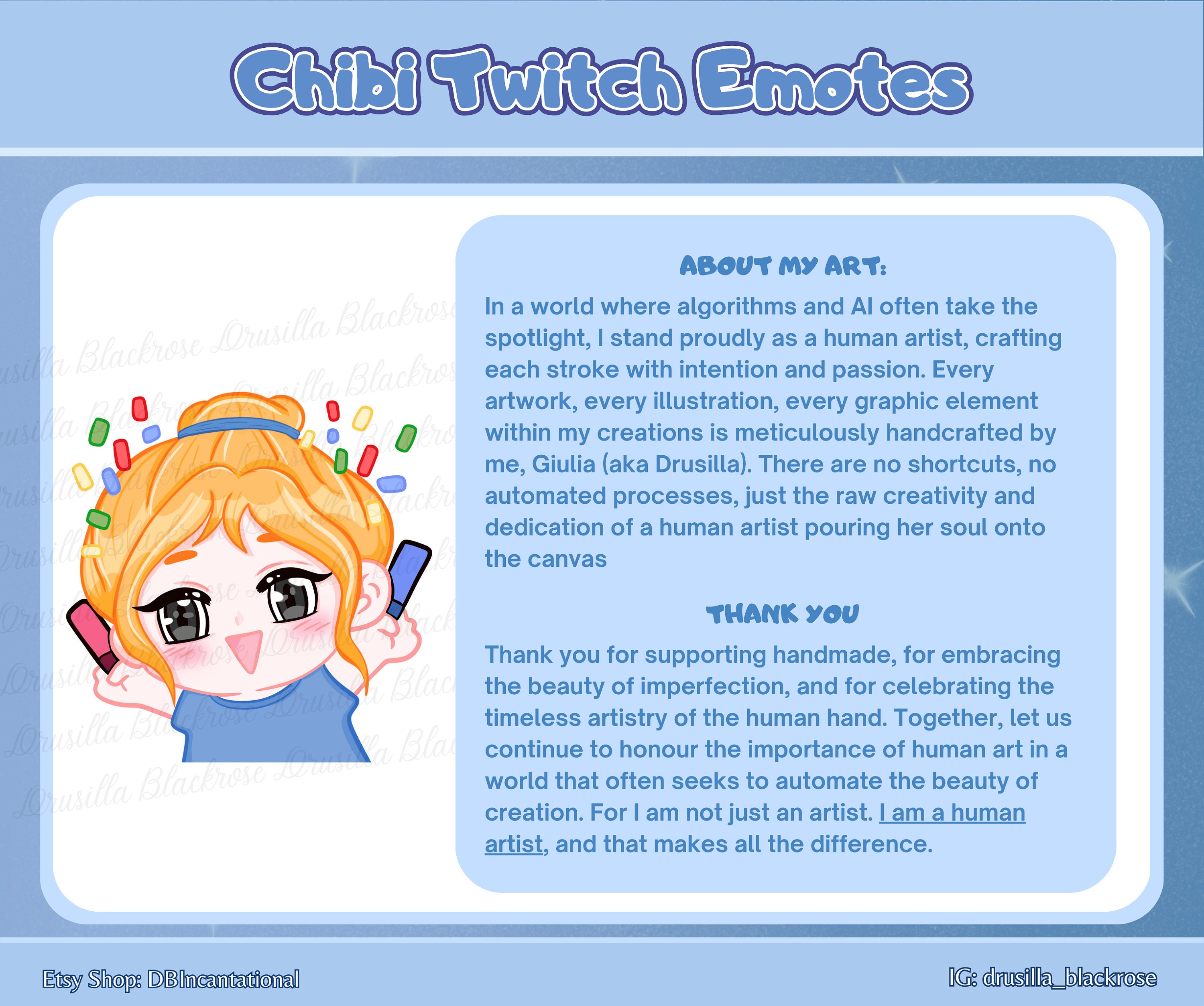 Cute Chibi Girl Emote With Bun Hairstyle, Blonde Hair Black Eyes, 6 ...