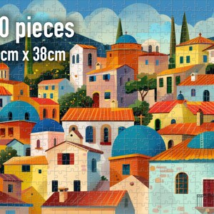 Colorful Mediterranean Town Jigsaw Puzzle, Vibrant Architecture Puzzle ...