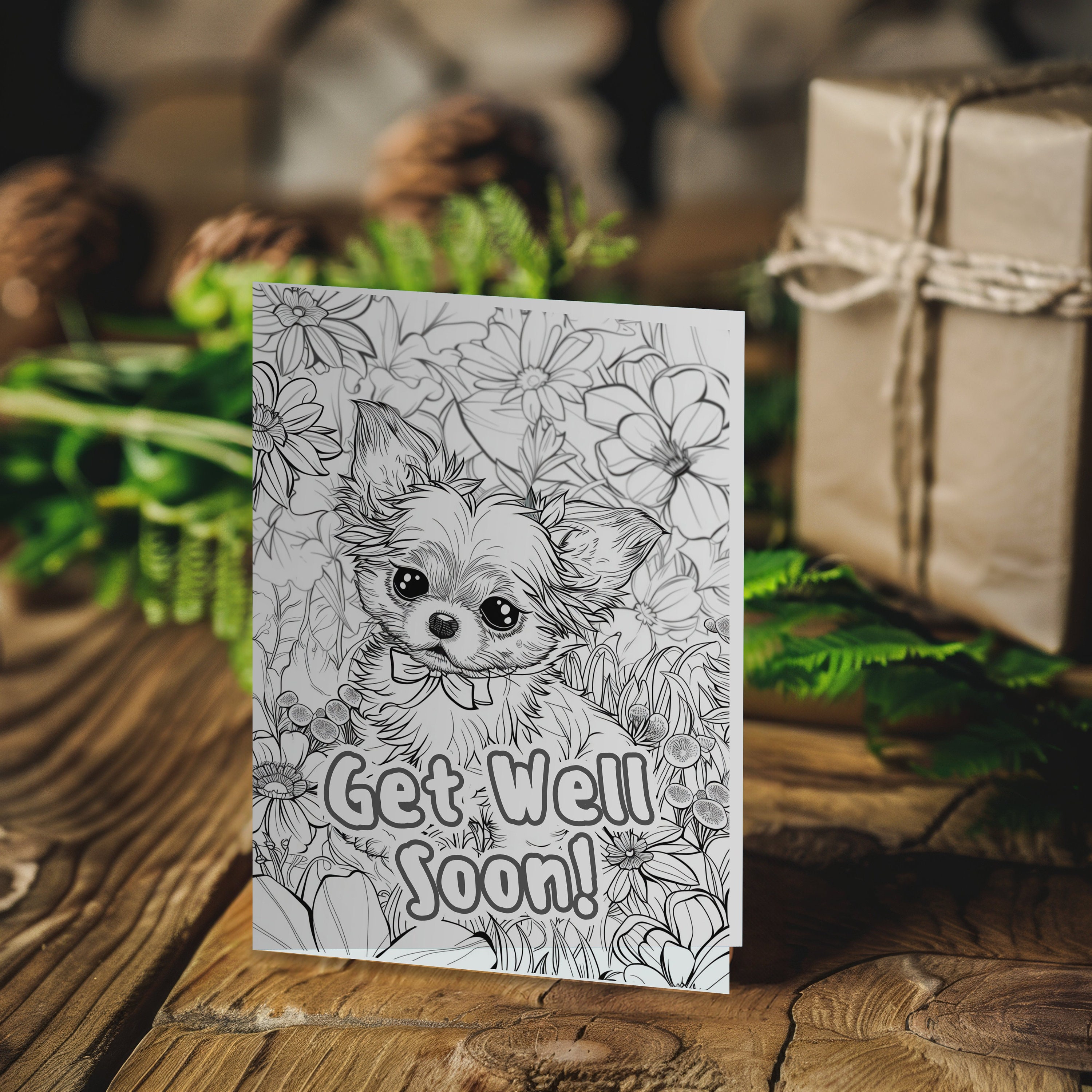 Get Well Soon Card, Color Your Own Greeting Card, 5x7 and 4x6 Sizes ...
