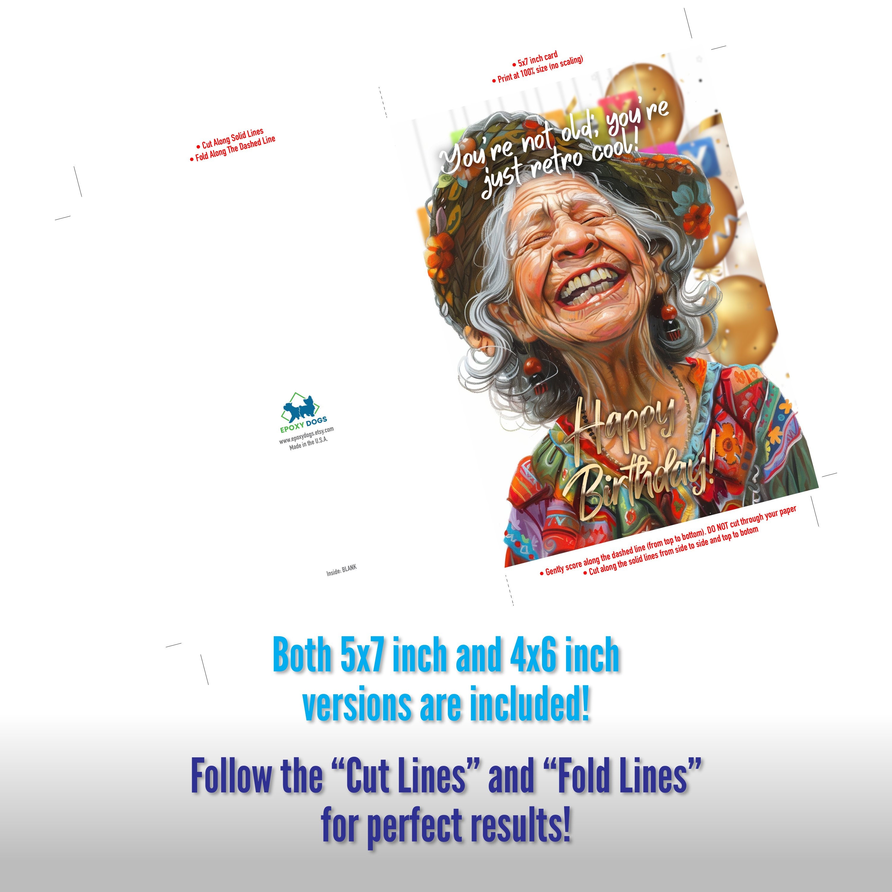 Retro Cool Birthday Greeting Card, Happy Birthday Printable Download ...