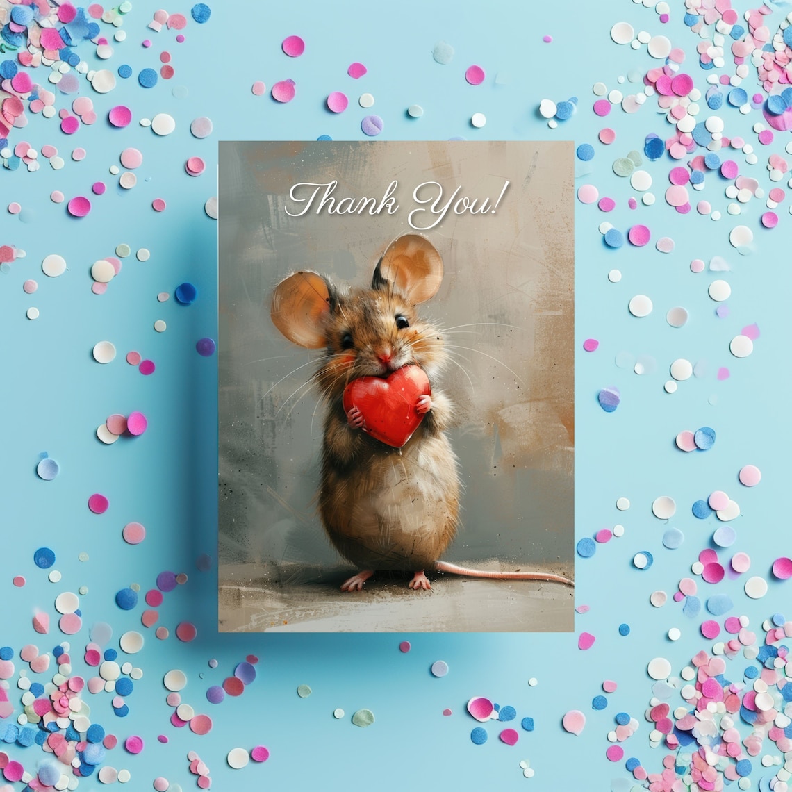 Cute Mouse Thank You Card, Digital Download Greeting Card, Printable ...