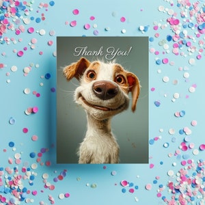 Cute Happy Dog Thank You Card, Printable Greeting Card, Digital ...