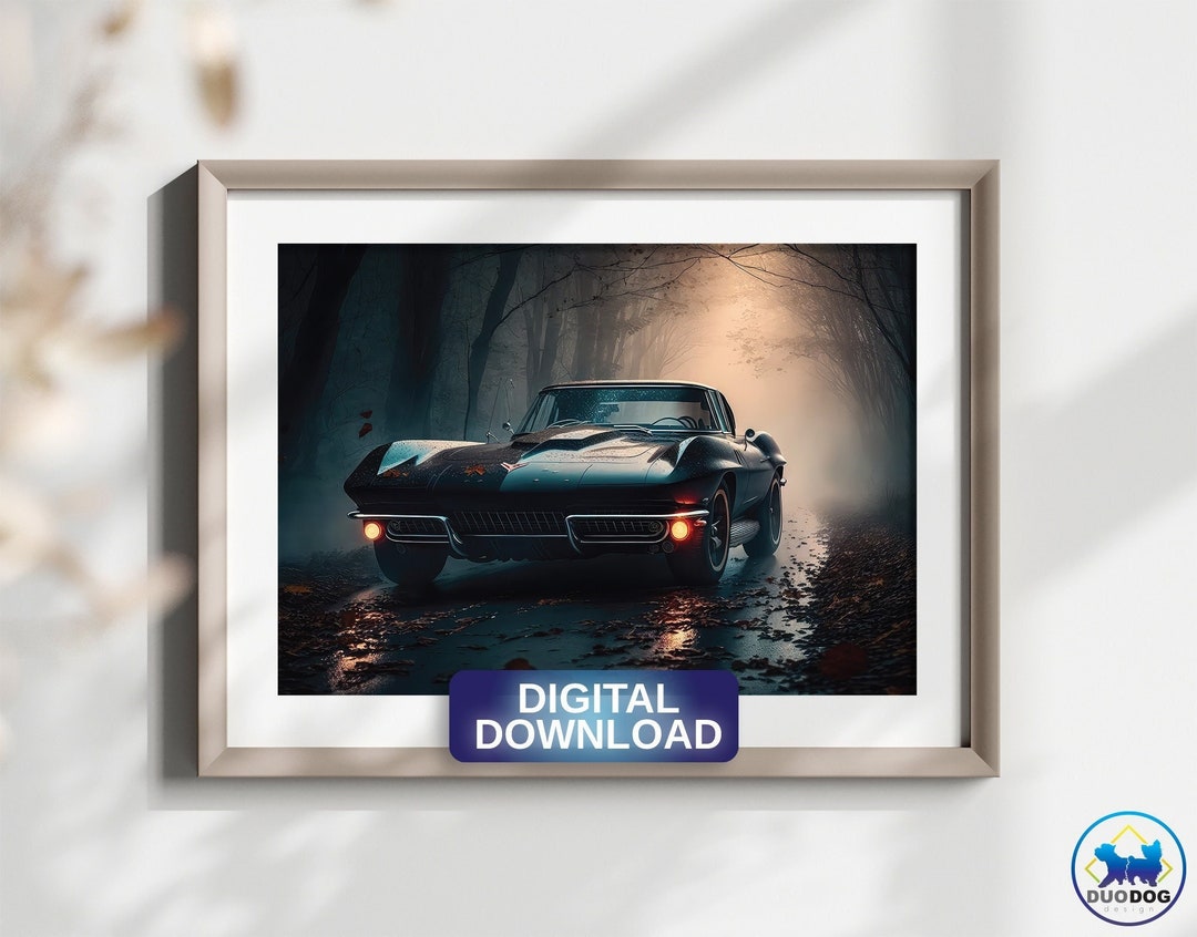 1963 Corvette Computer Generated Wall Decor Duo Dogs Design PRINTABLE ...