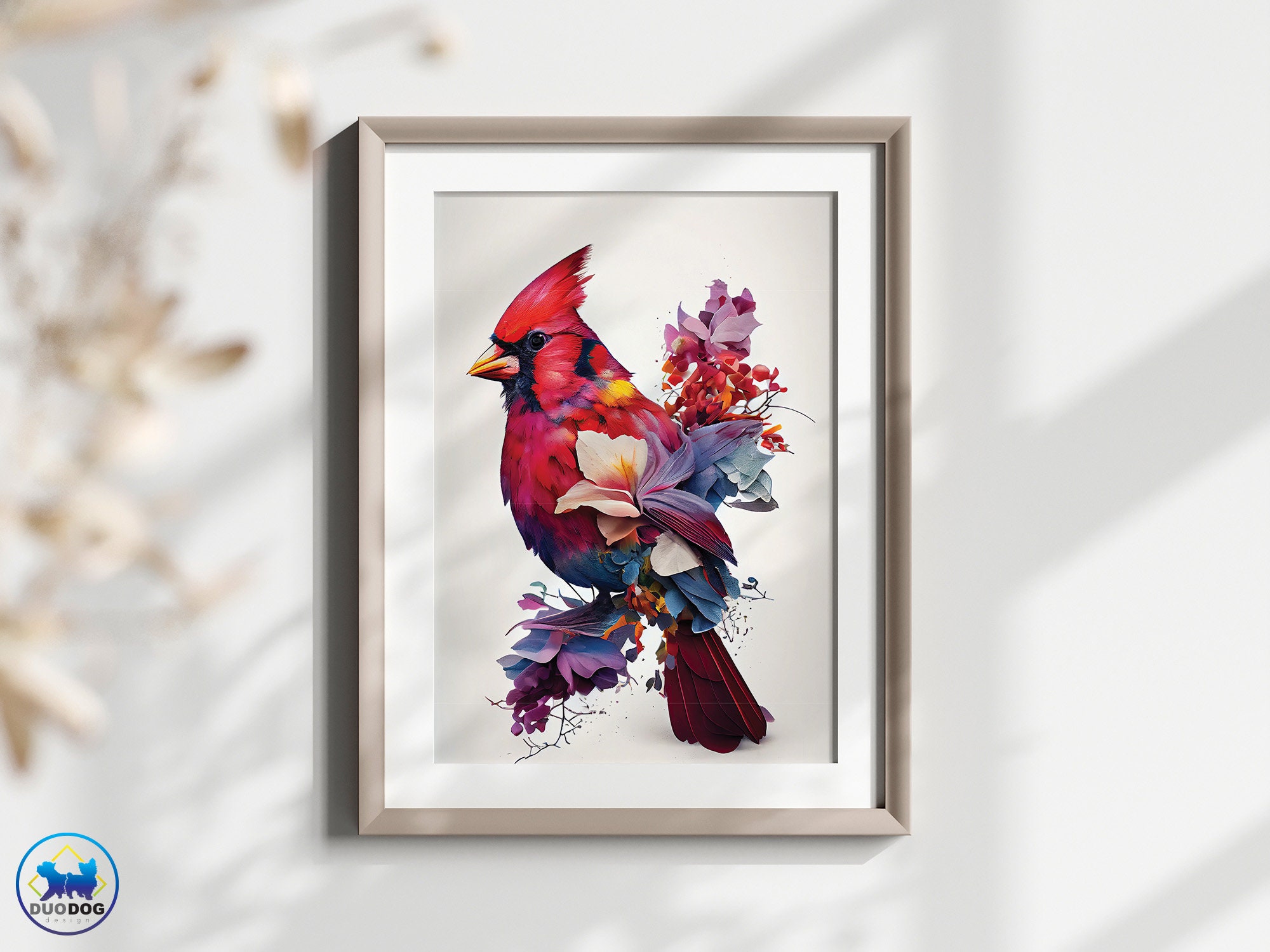Mid Century Modern Cardinal 3 Digital Art Home Wall Decor Duo Dogs ...
