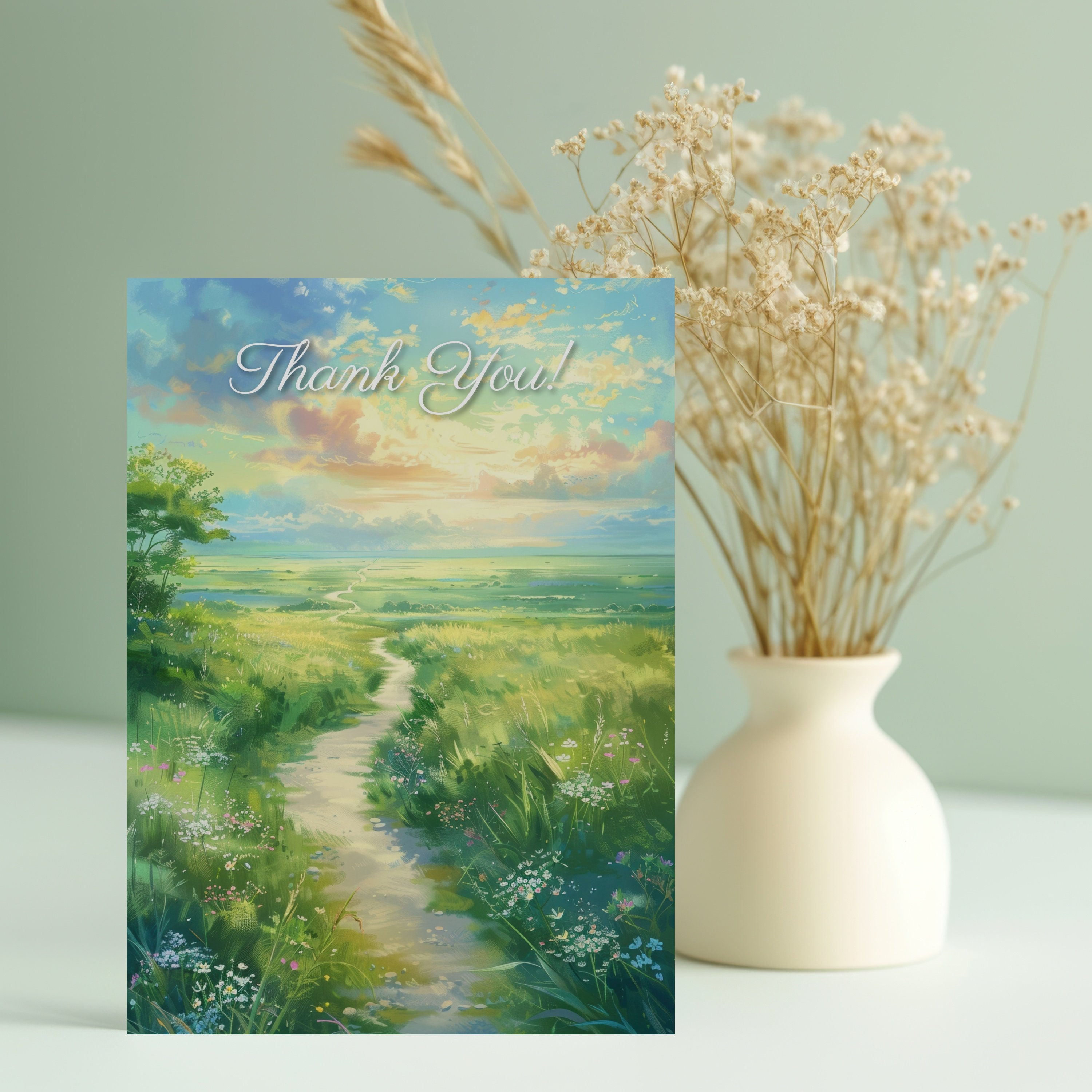Scenic Thank You Card Printable, Digital Download High Resolution, 5x7 ...