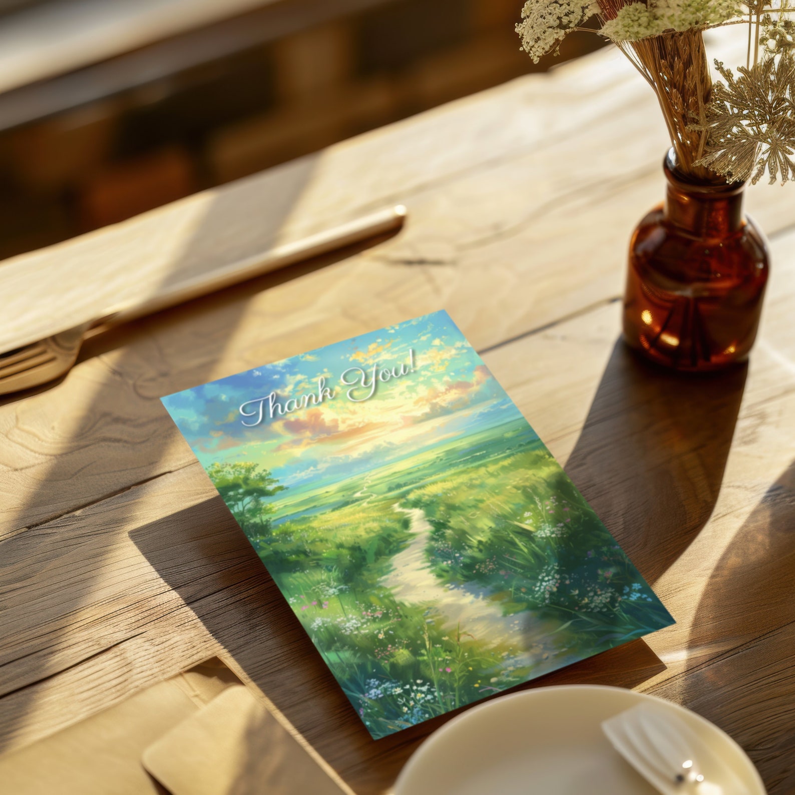 Scenic Thank You Card Printable, Digital Download High Resolution, 5x7 ...