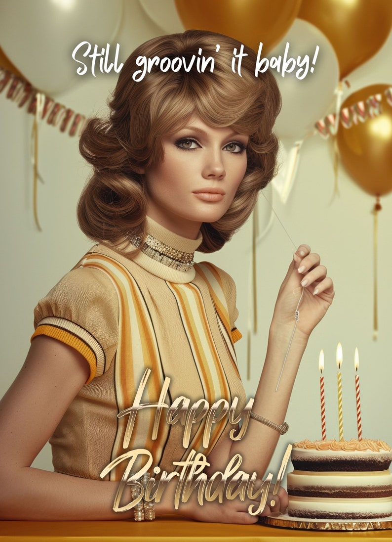 5x7 Printable Digital Download Retro Birthday Card, Vintage Vibes Happy Birthday, Stylish ...