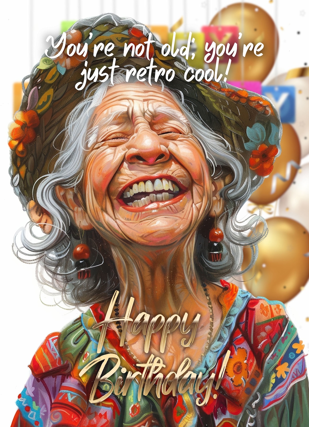 Retro Cool Birthday Greeting Card, Happy Birthday Printable Download ...