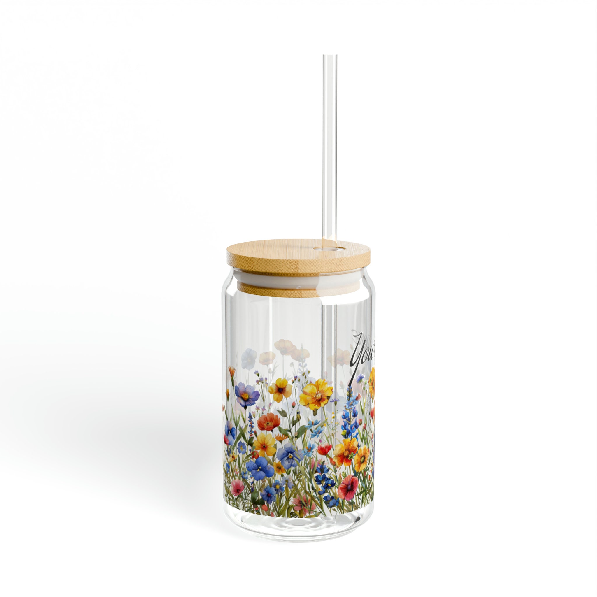 Personalized 16oz Tempered Glass Sipper With Spring Flowers Custom ...