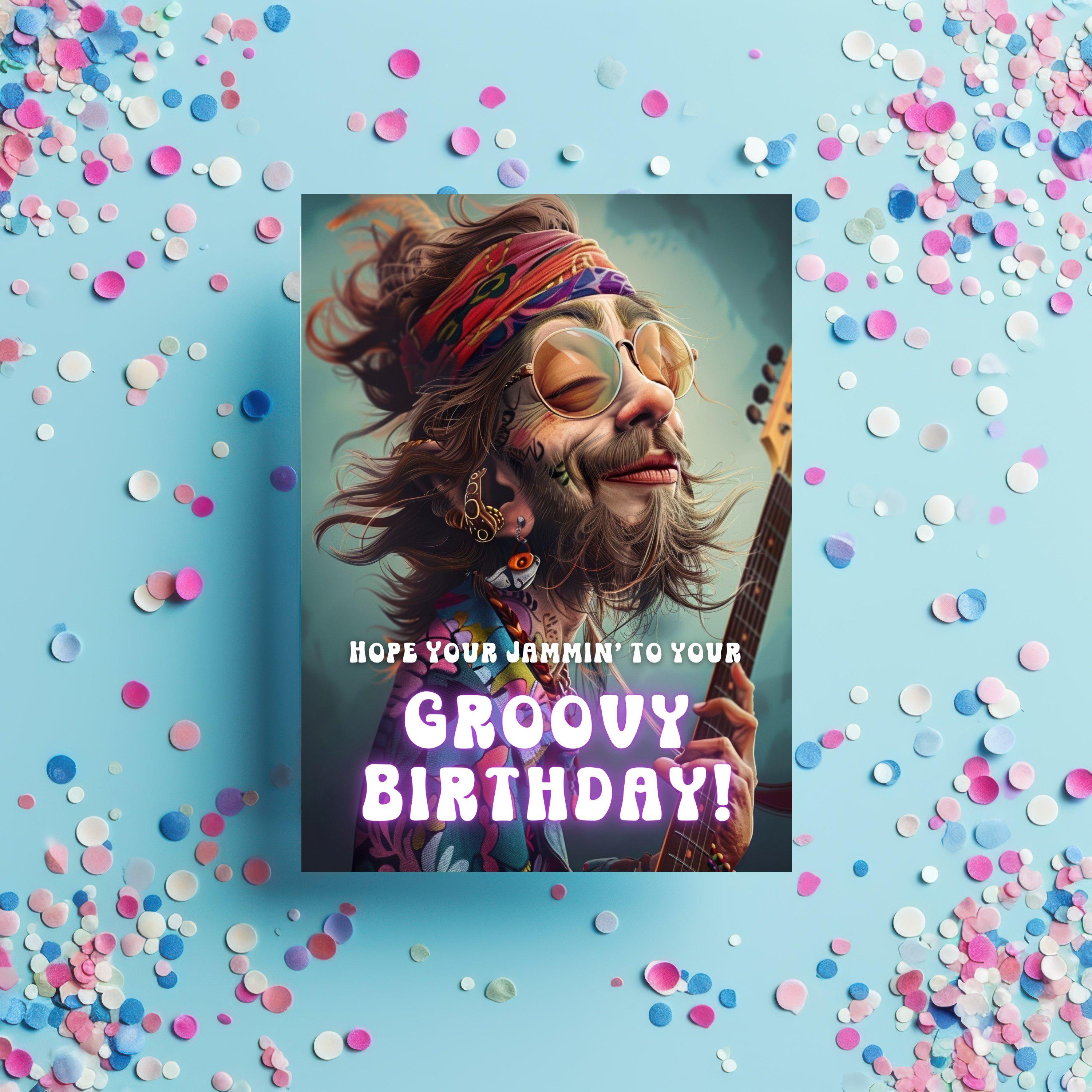 Groovy Birthday Greeting Card, Printable Digital Download, 5x7 and 4x6 ...