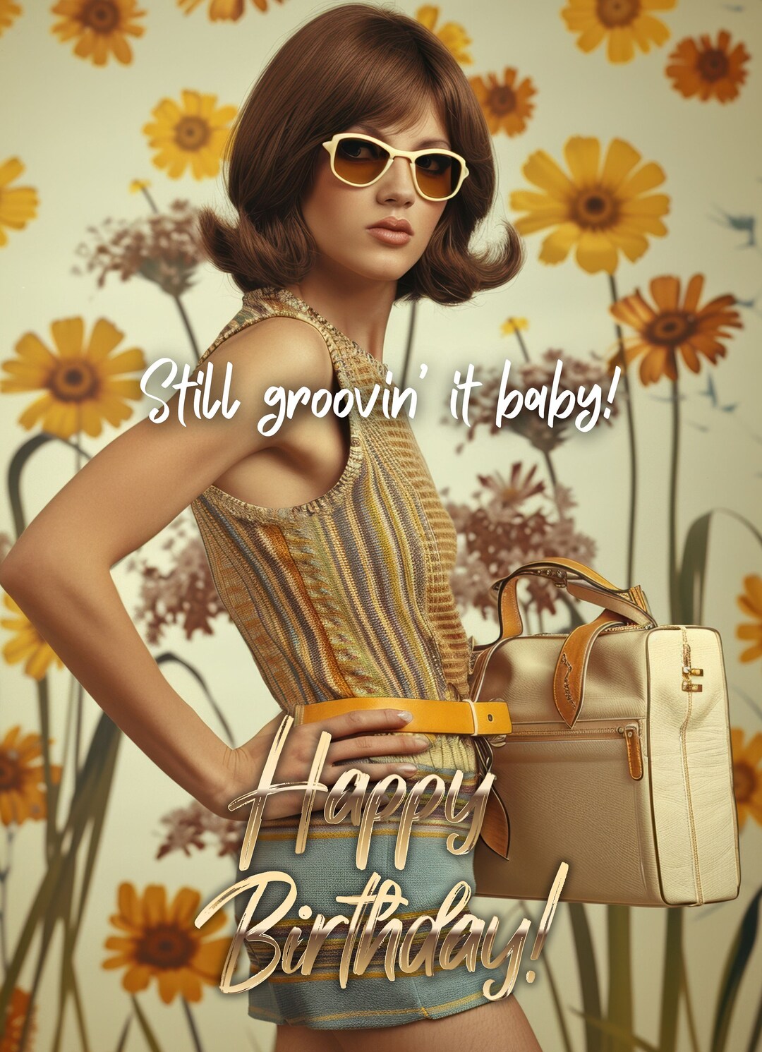 Retro Groovy Birthday Greeting Card, Printable Digital Download, Still ...