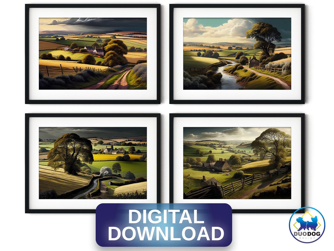 English Landscape Inspired by Neil Blevins Set of 4 - Wall Decor | Duo ...