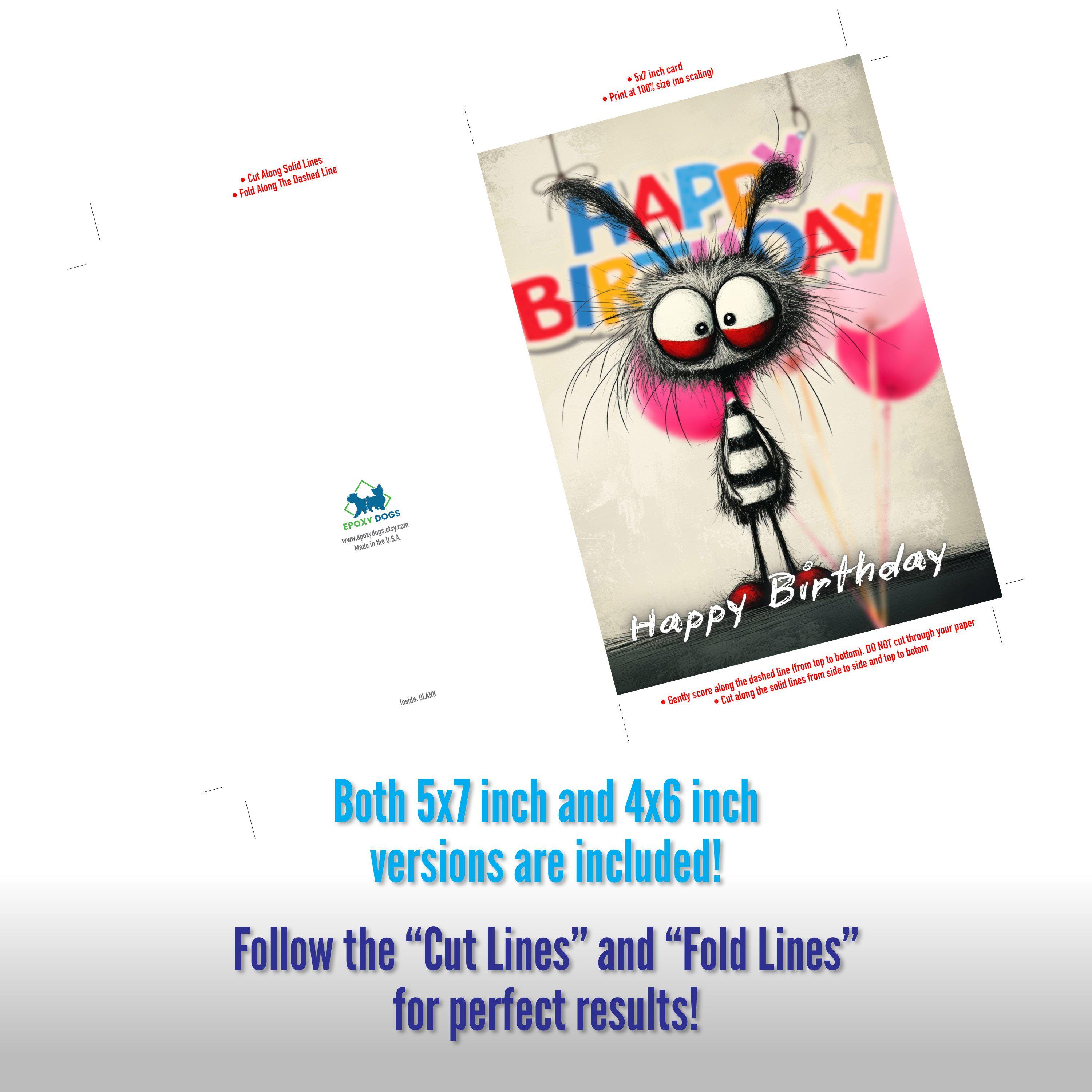 Funny Bug Birthday Card, Happy Birthday Card With Cute Bug Design ...