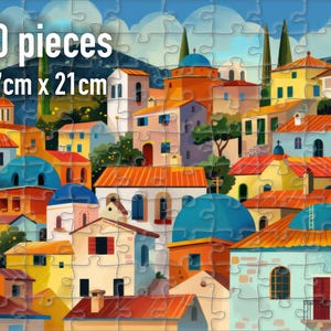 Colorful Mediterranean Town Jigsaw Puzzle, Vibrant Architecture Puzzle ...
