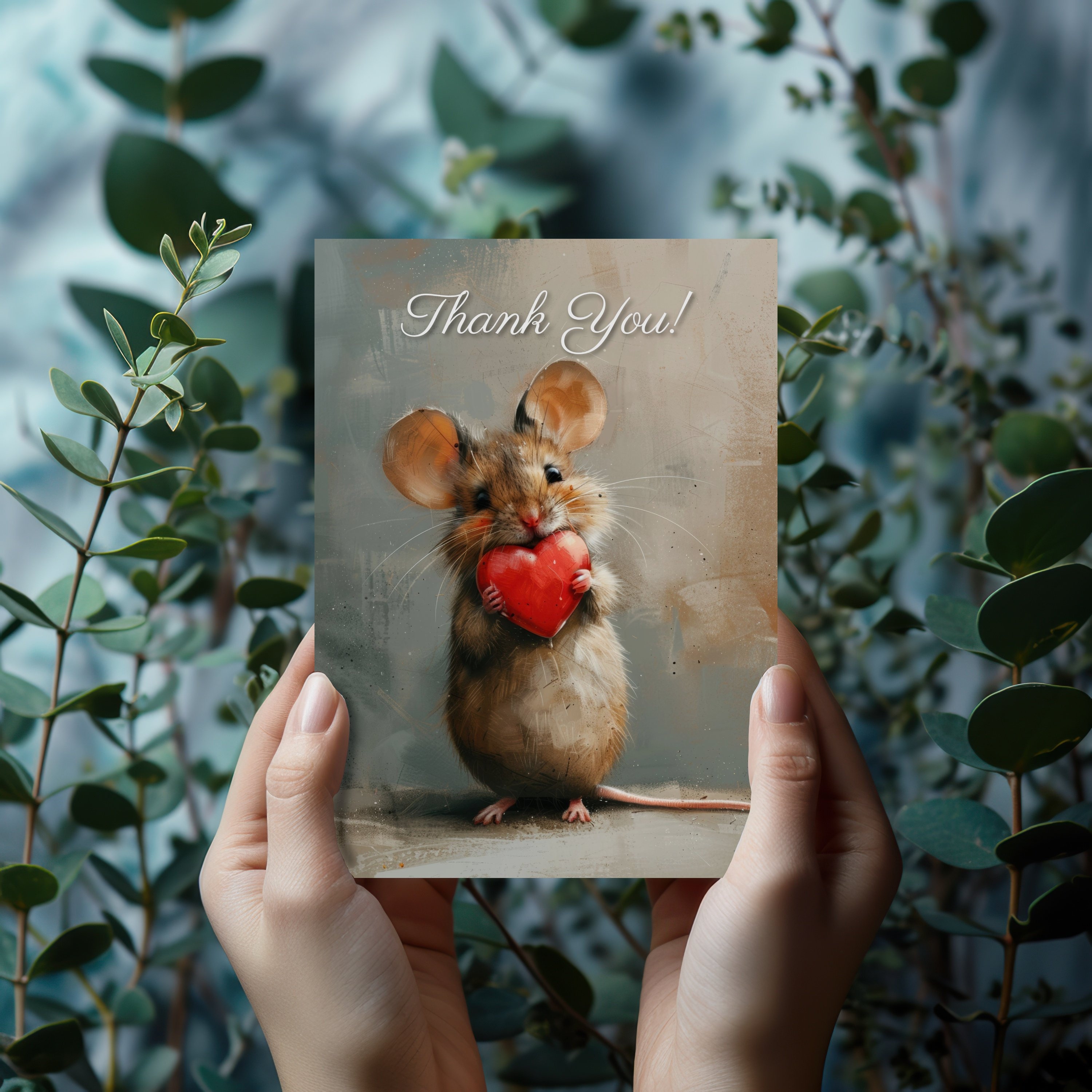 Cute Mouse Thank You Card, Digital Download Greeting Card, Printable ...