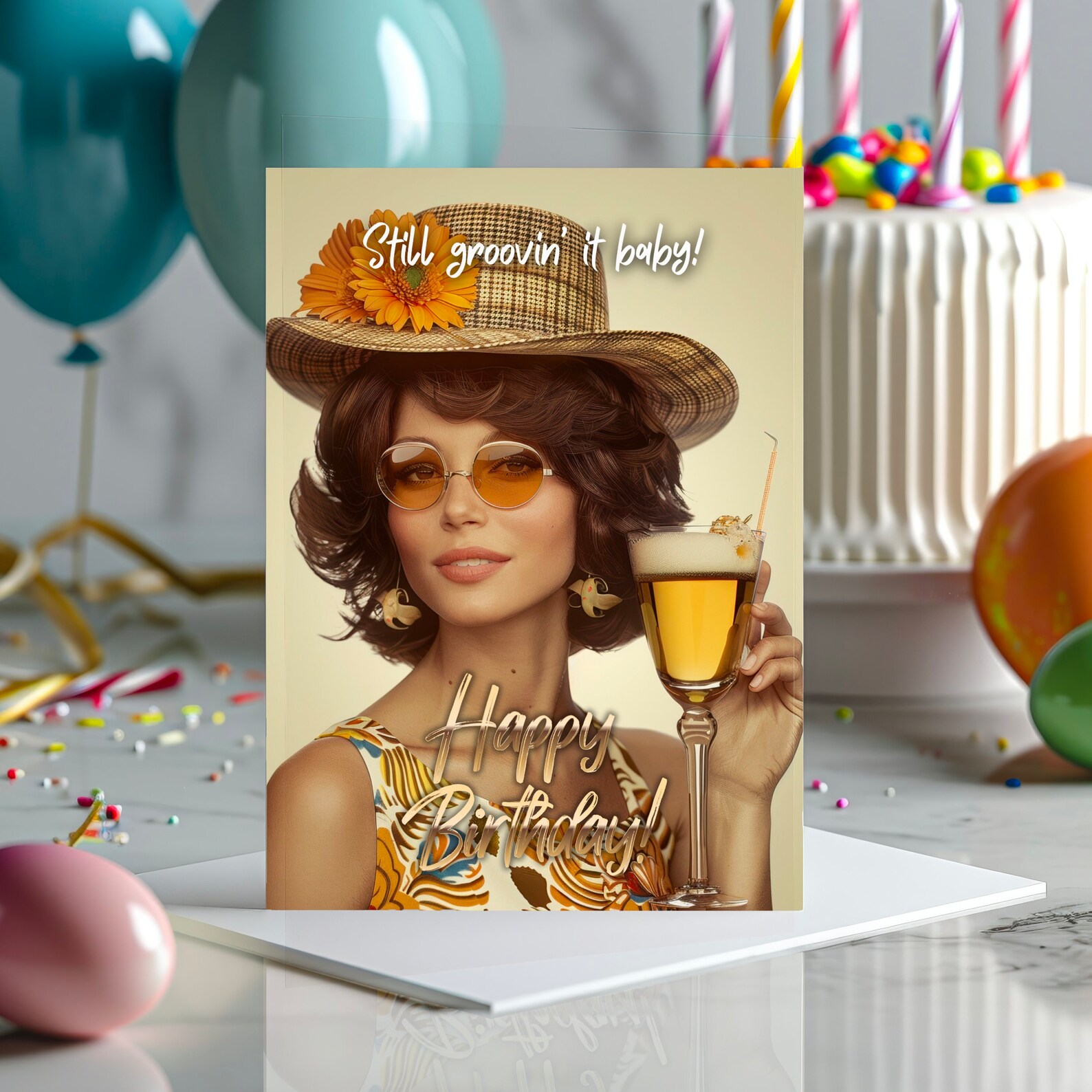 Retro Groovy Birthday Card, Still Groovin' It Baby Printable, Digital ...