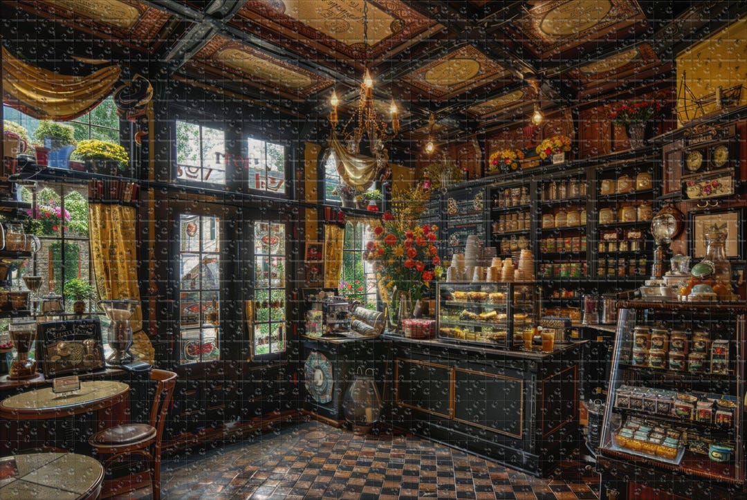 Vintage Coffee Shop Jigsaw Puzzle, Cozy Cafe Scene, 100 to 1000 Pieces ...