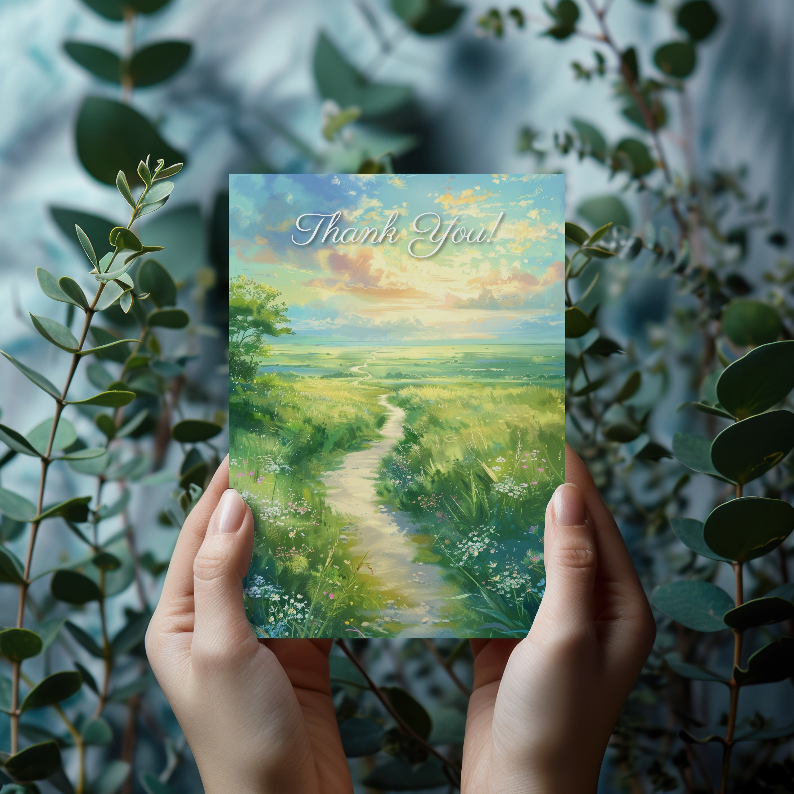 Scenic Thank You Card Printable, Digital Download High Resolution, 5x7 ...