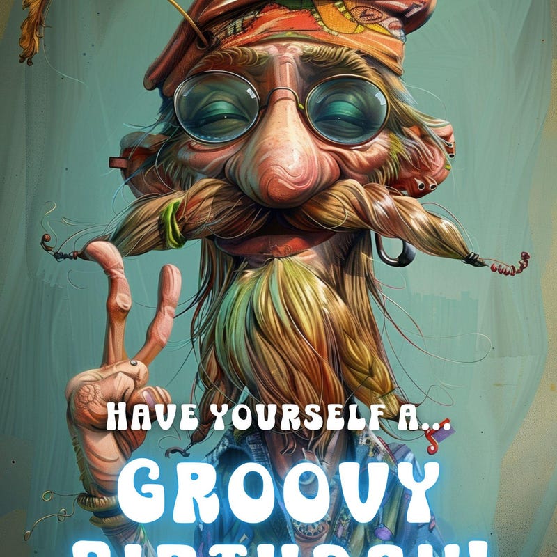 Hippie Birthday Card - Etsy