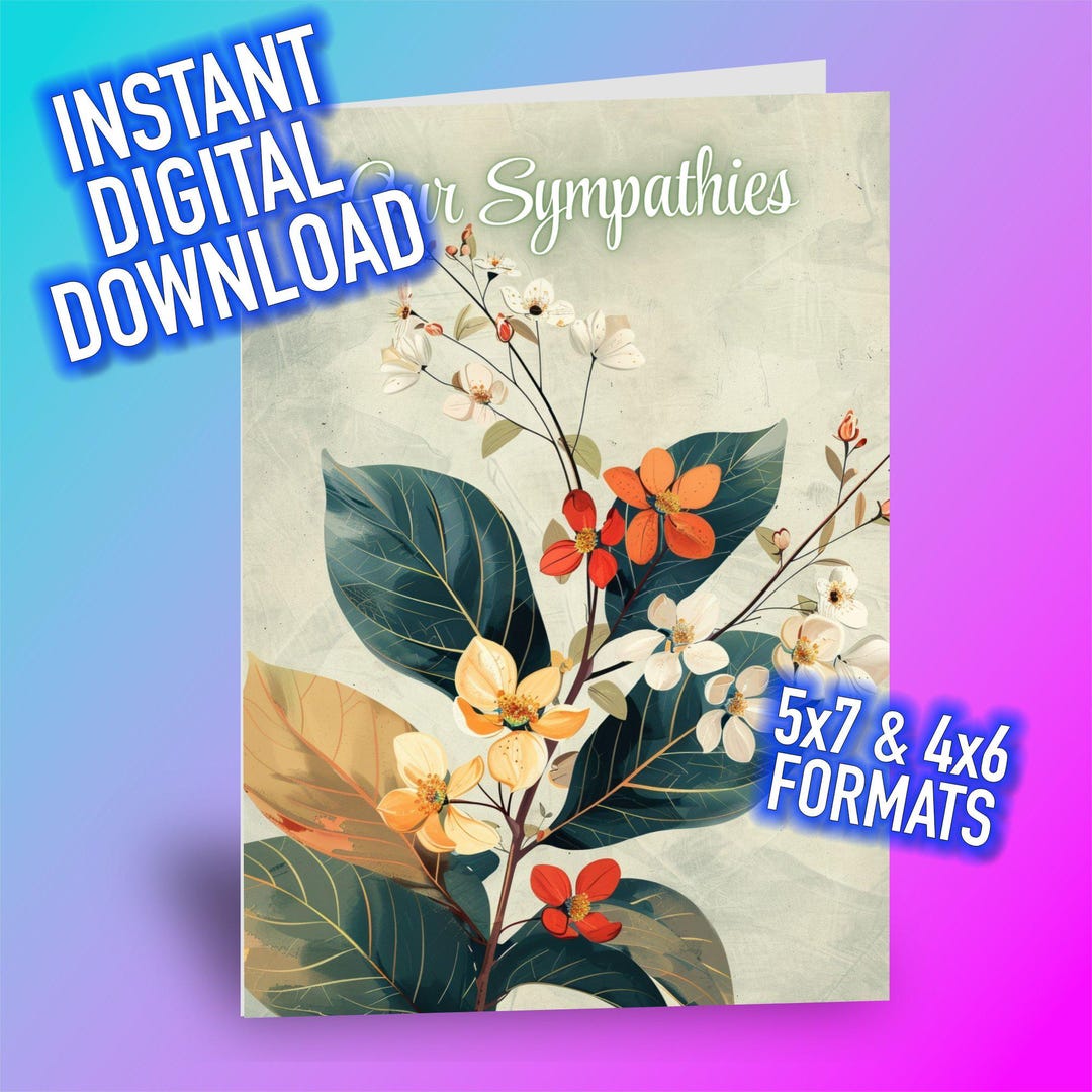 Our Sympathies Digital Card, Nature Sympathy Card, Caring Empathy Card ...