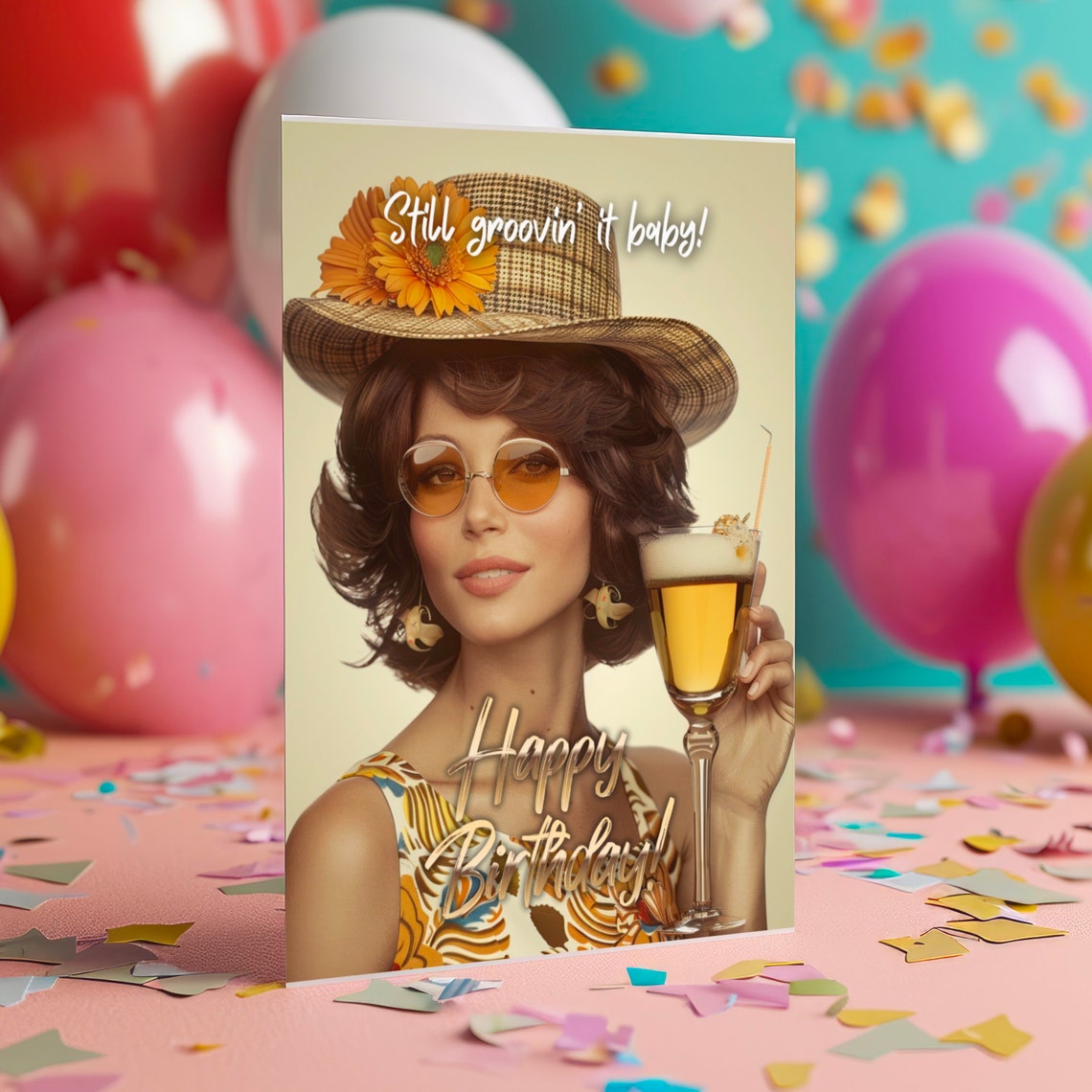 Retro Groovy Birthday Card, Still Groovin' It Baby Printable, Digital ...