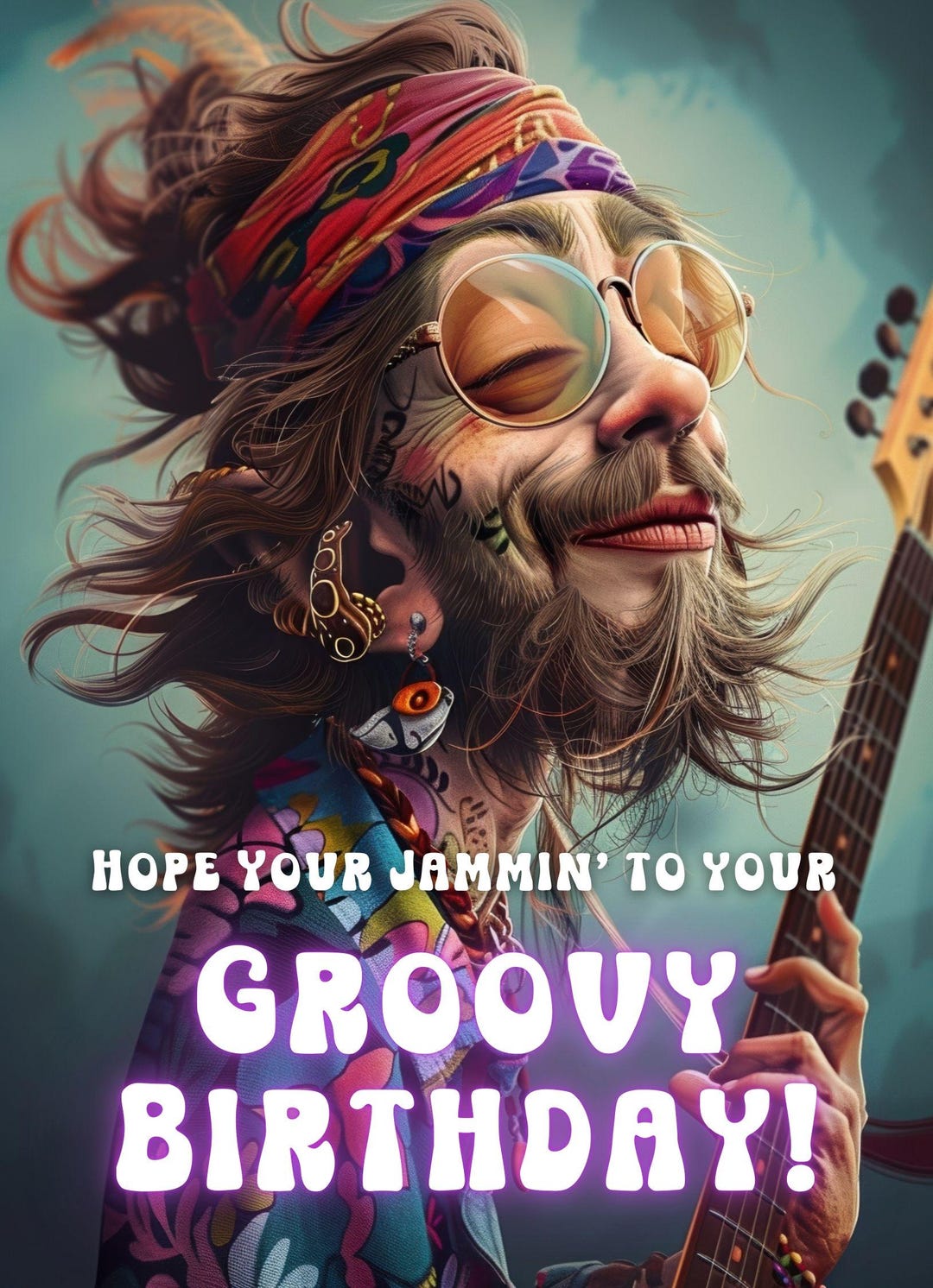 Groovy Birthday Greeting Card, Printable Digital Download, 5x7 and 4x6 ...