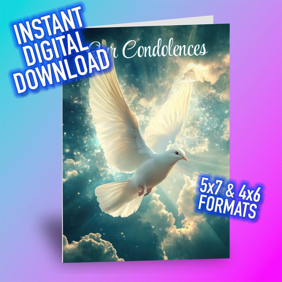 Sympathy Card Digital Download, Condolence Card, Dove Sympathy Card ...