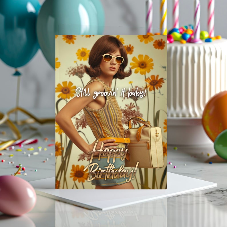 Retro Groovy Birthday Greeting Card, Printable Digital Download, Still ...