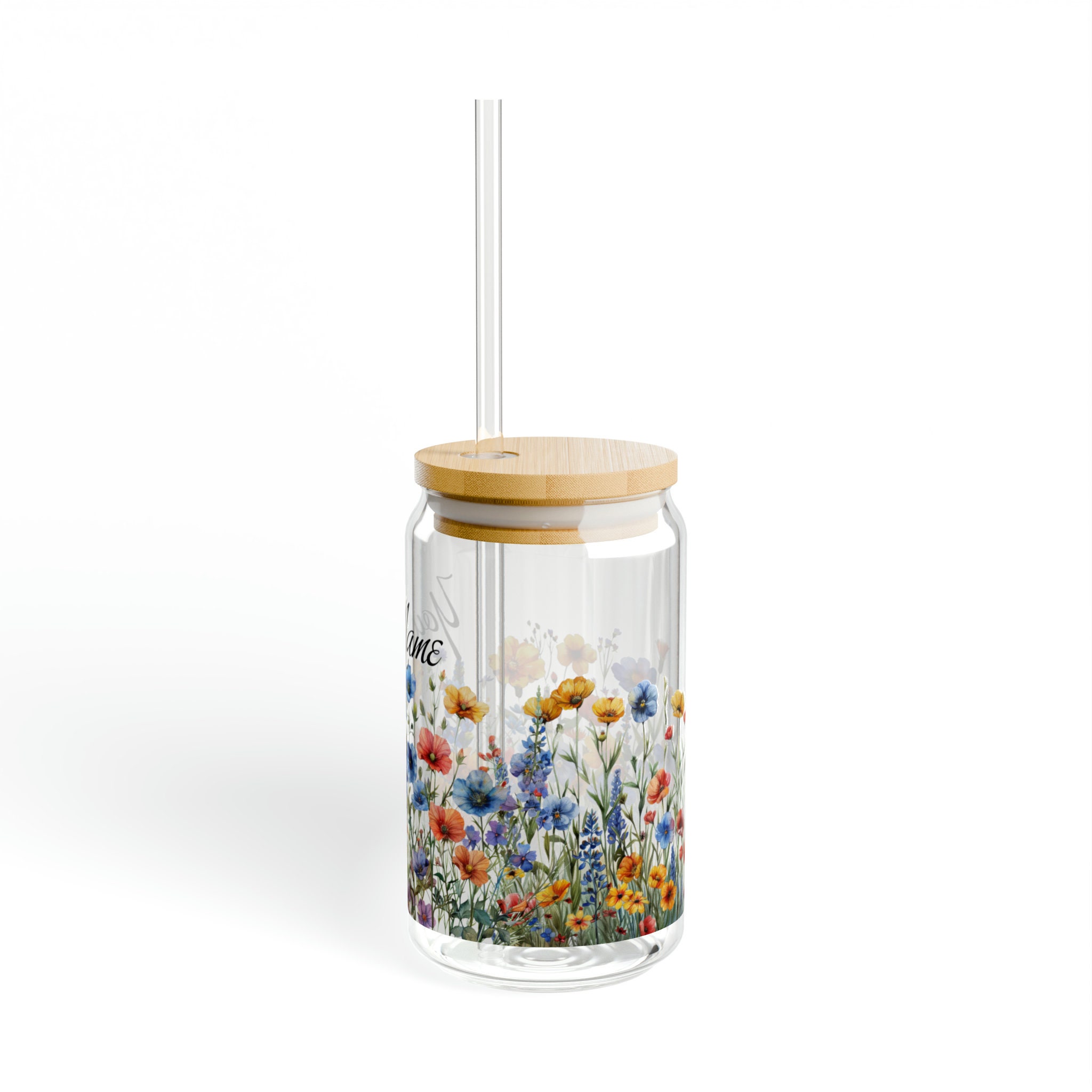 Personalized 16oz Tempered Glass Sipper With Spring Flowers Custom ...