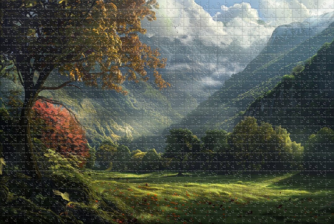 Scenic Mountain Valley Jigsaw Puzzle, Beautiful Landscape Puzzle, 1000 ...