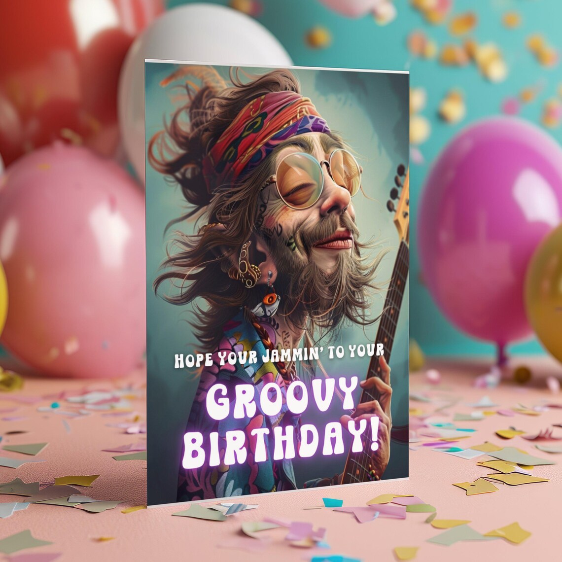 Groovy Birthday Greeting Card, Printable Digital Download, 5x7 and 4x6 ...