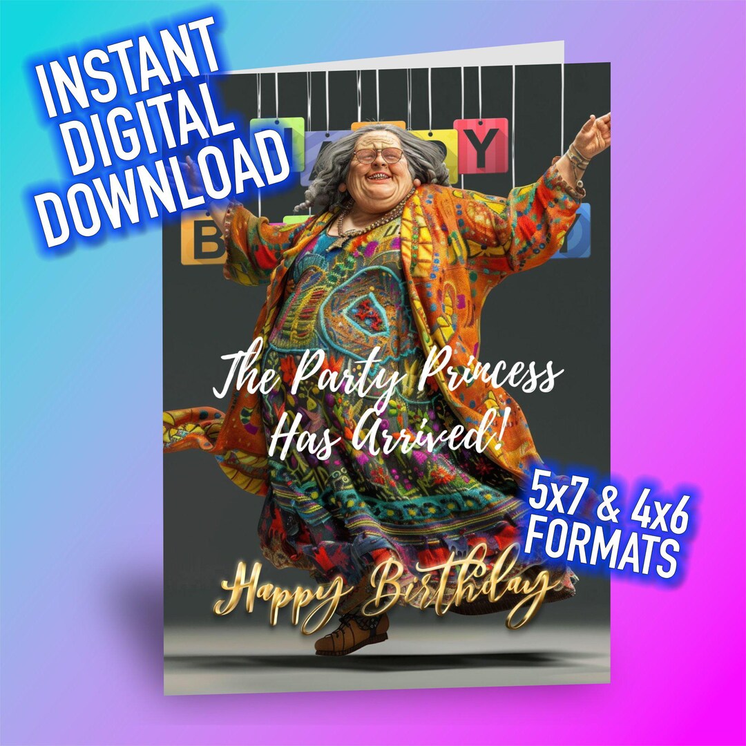 Groovy Birthday Card Celebrations, the Party Princess Has Arrived, High ...