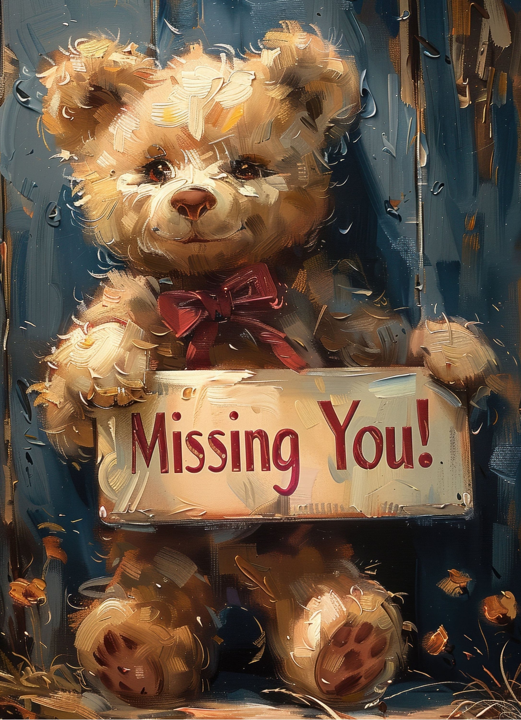 Missing You Teddy Bear Greeting Card, Printable Digital Download, Get ...