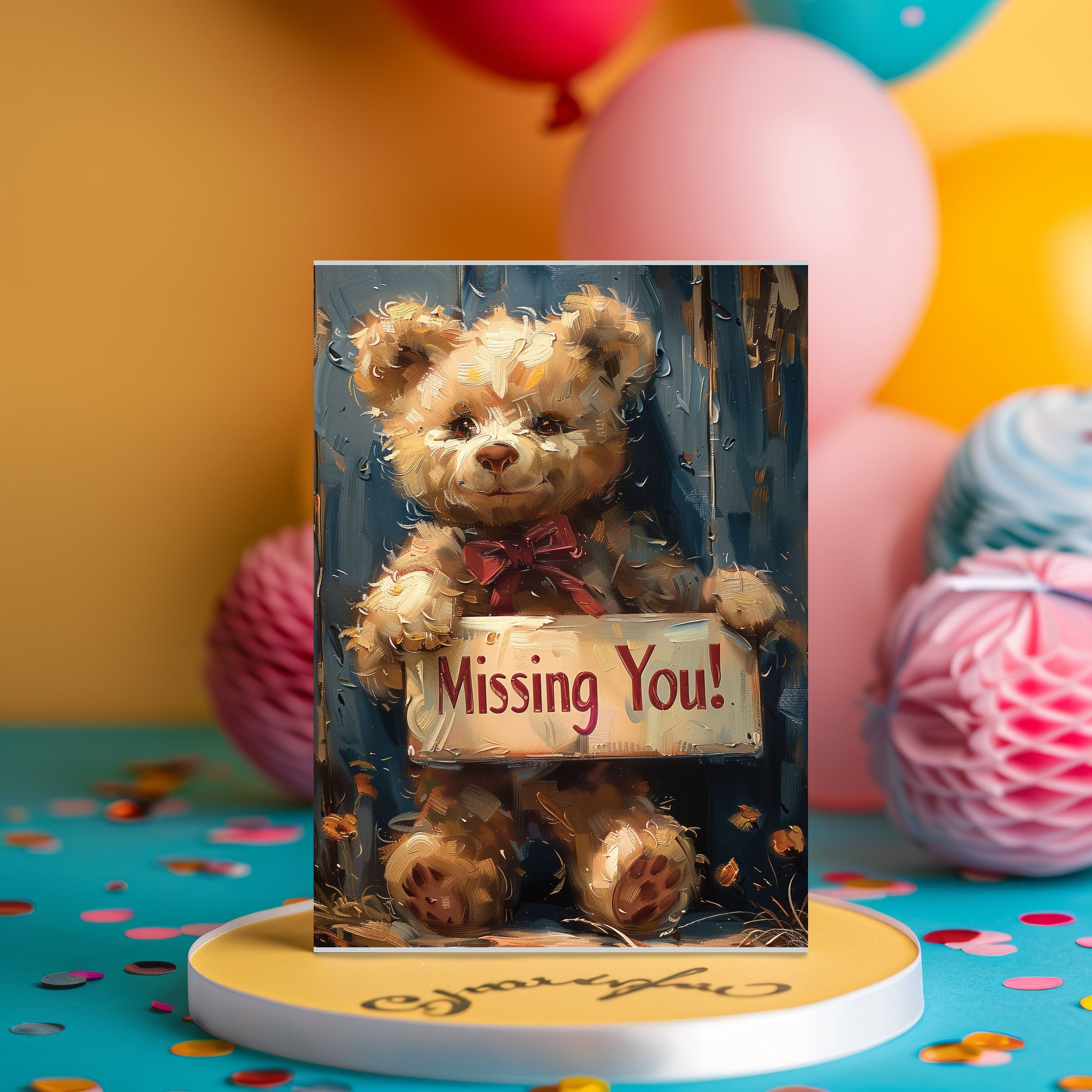 Missing You Teddy Bear Greeting Card, Printable Digital Download, Get ...