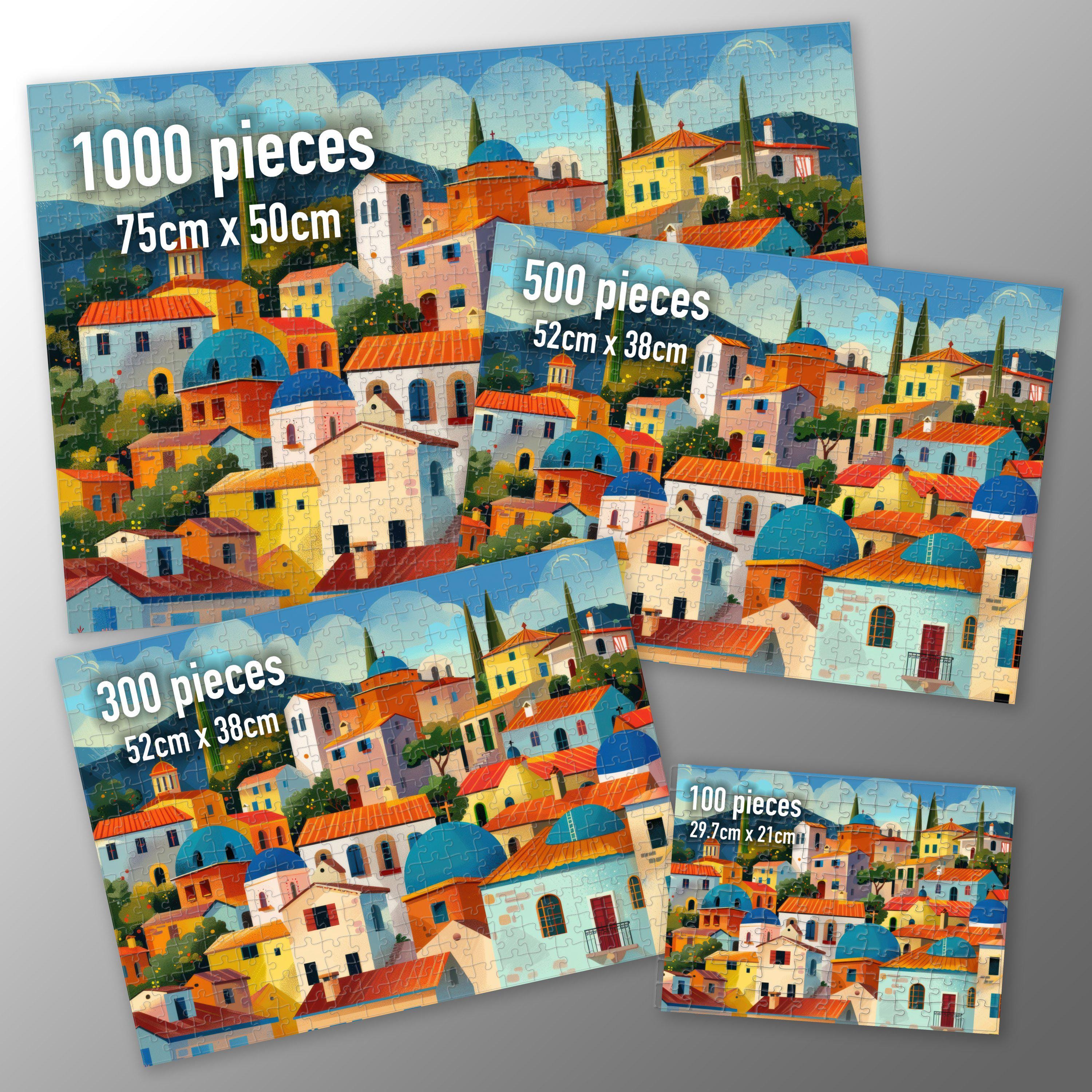 Colorful Mediterranean Town Jigsaw Puzzle, Vibrant Architecture Puzzle ...