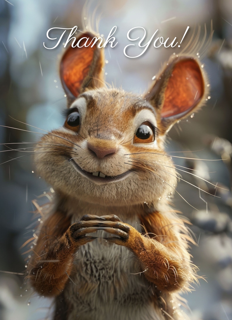 Cute Squirrel Thank You Card Printable Digital Download, High ...