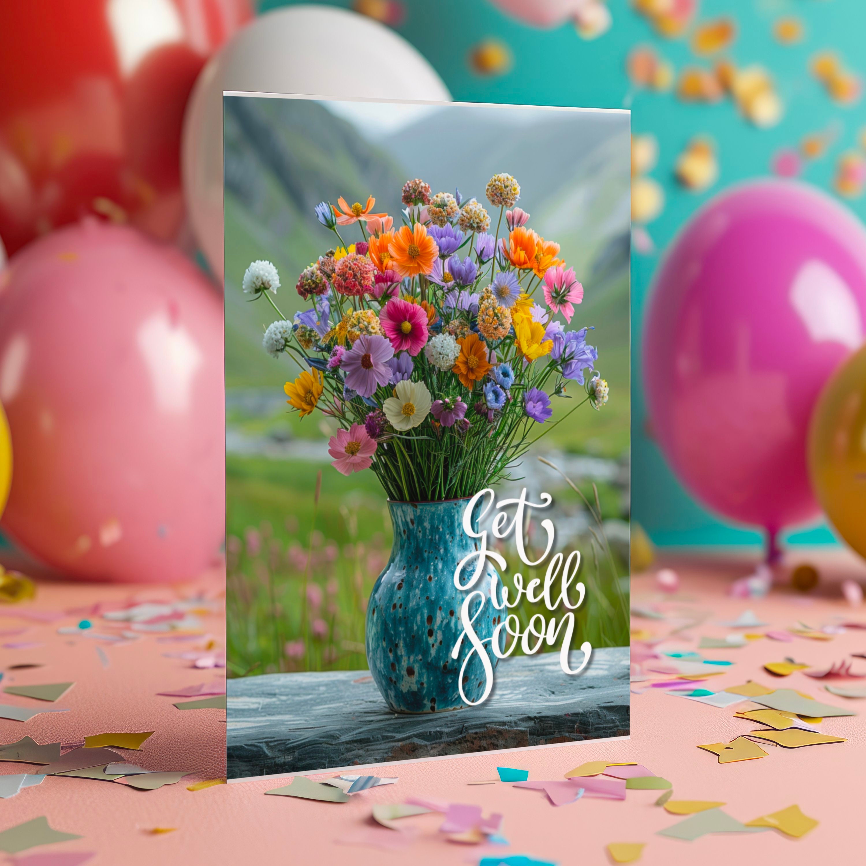 Get Well Soon Greeting Card, Printable Floral Card, High Resolution ...