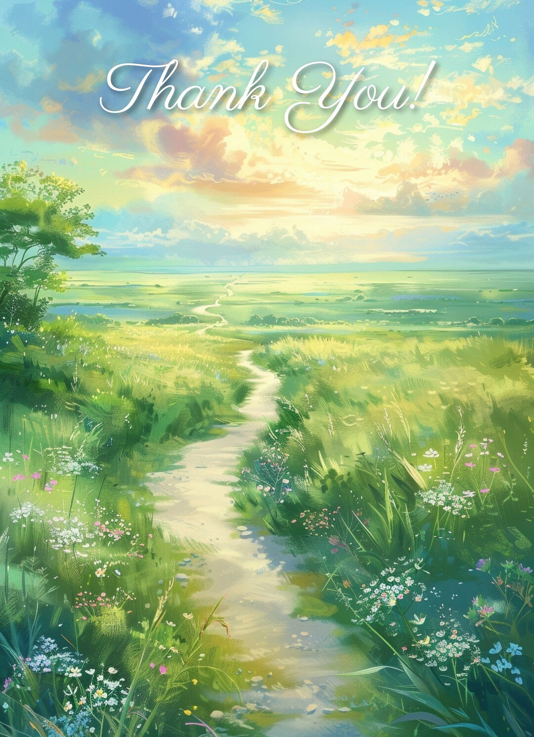 Scenic Thank You Card Printable, Digital Download High Resolution, 5x7 ...