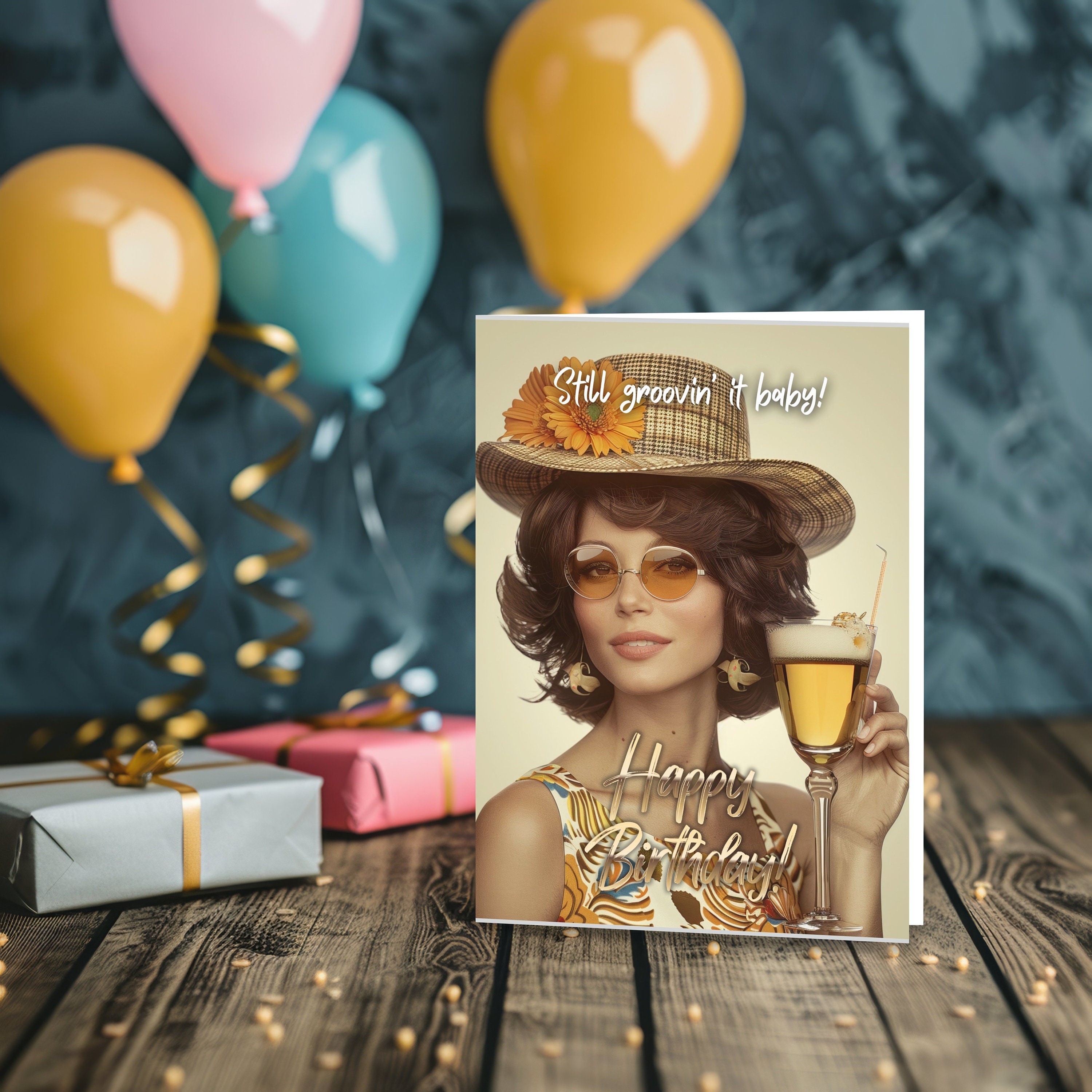 Retro Groovy Birthday Card, Still Groovin' It Baby Printable, Digital ...