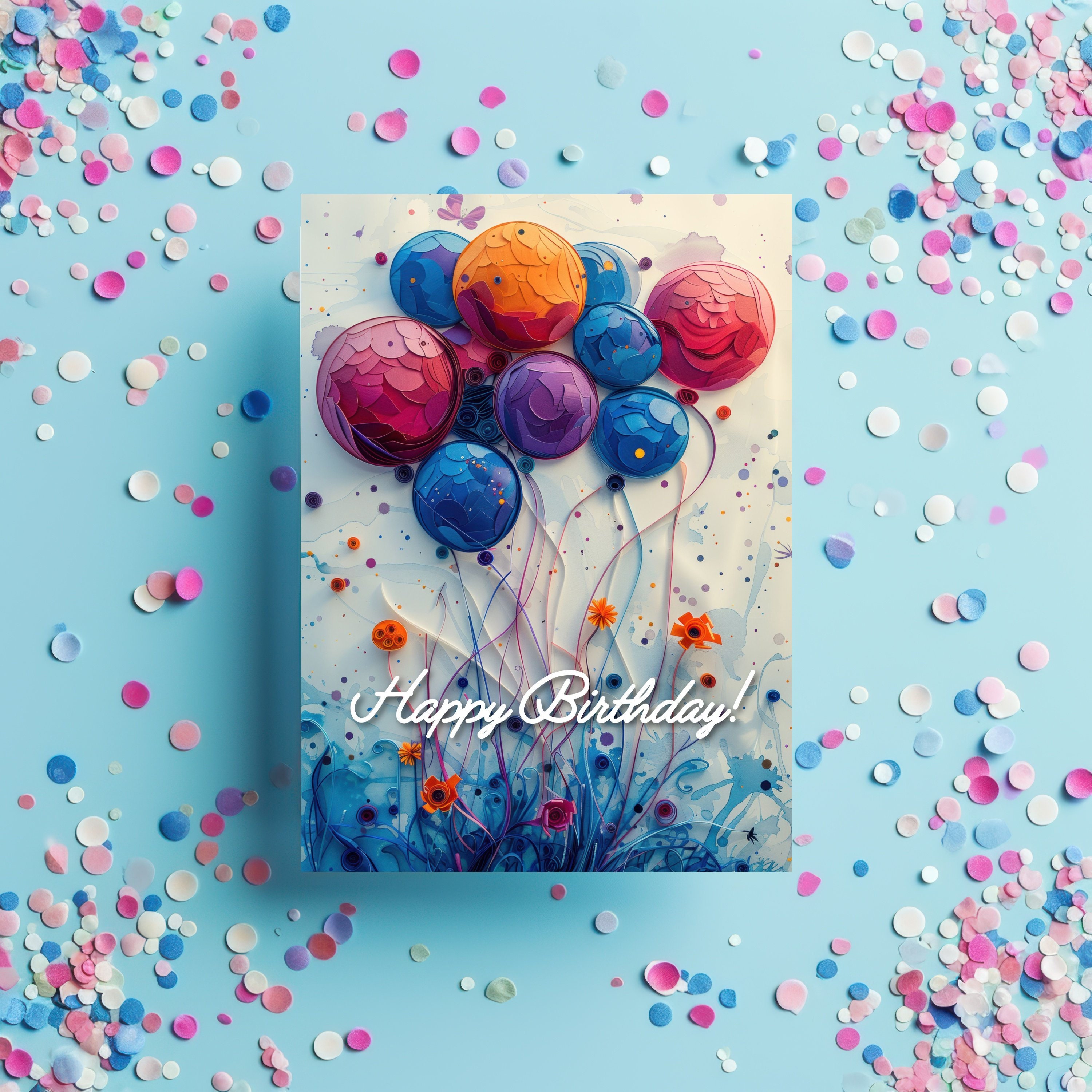 Birthday Greeting Card, Alcohol Ink Style, Printable Digital Download ...