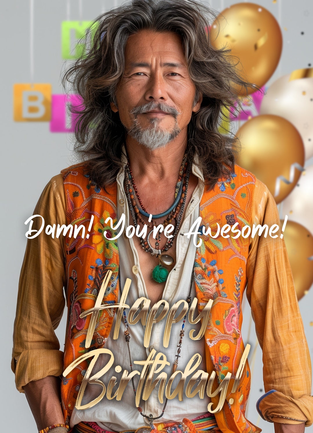 Damn You're Awesome Happy Birthday Card, Printable Birthday Card, 5x7 ...